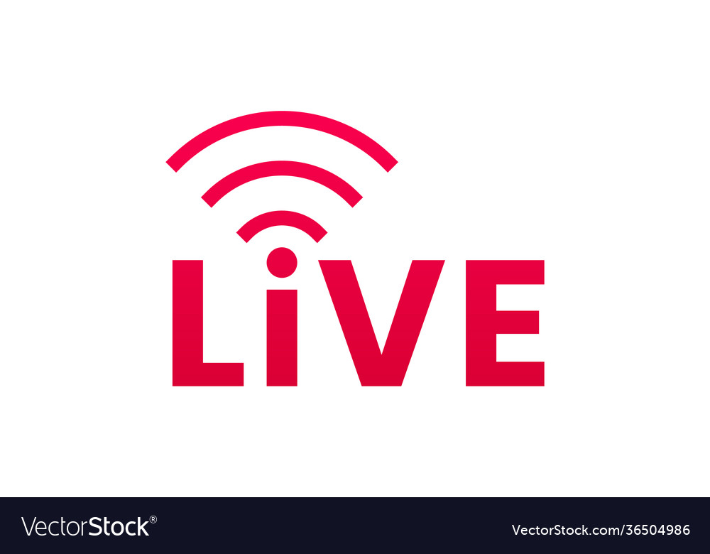 Live streaming icon button for broadcasting Vector Image