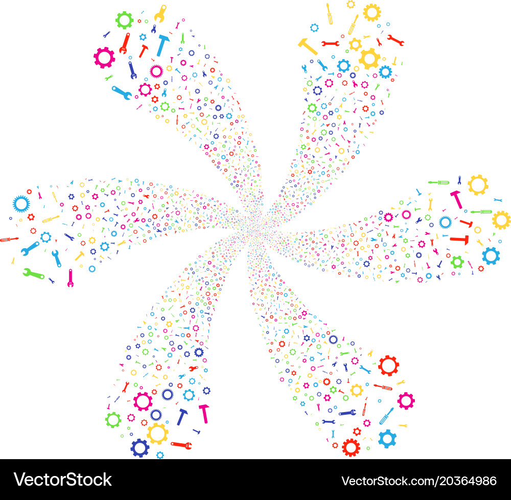 Setup tools rotation burst Royalty Free Vector Image