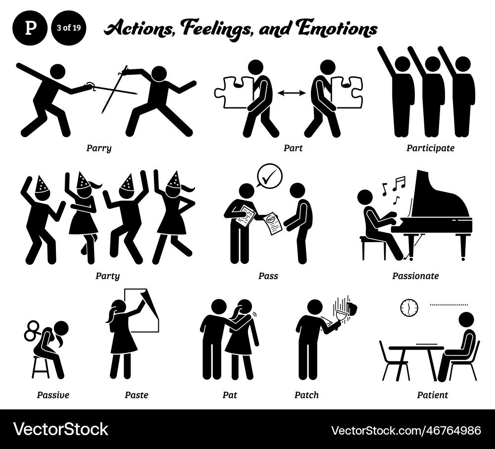 Stick figure human people man action feelings Vector Image