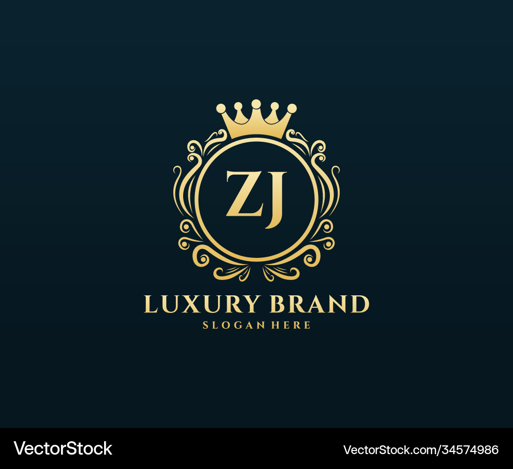 Zj initial letter gold calligraphic feminine Vector Image