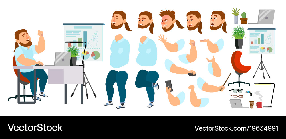 Business man character working male Royalty Free Vector