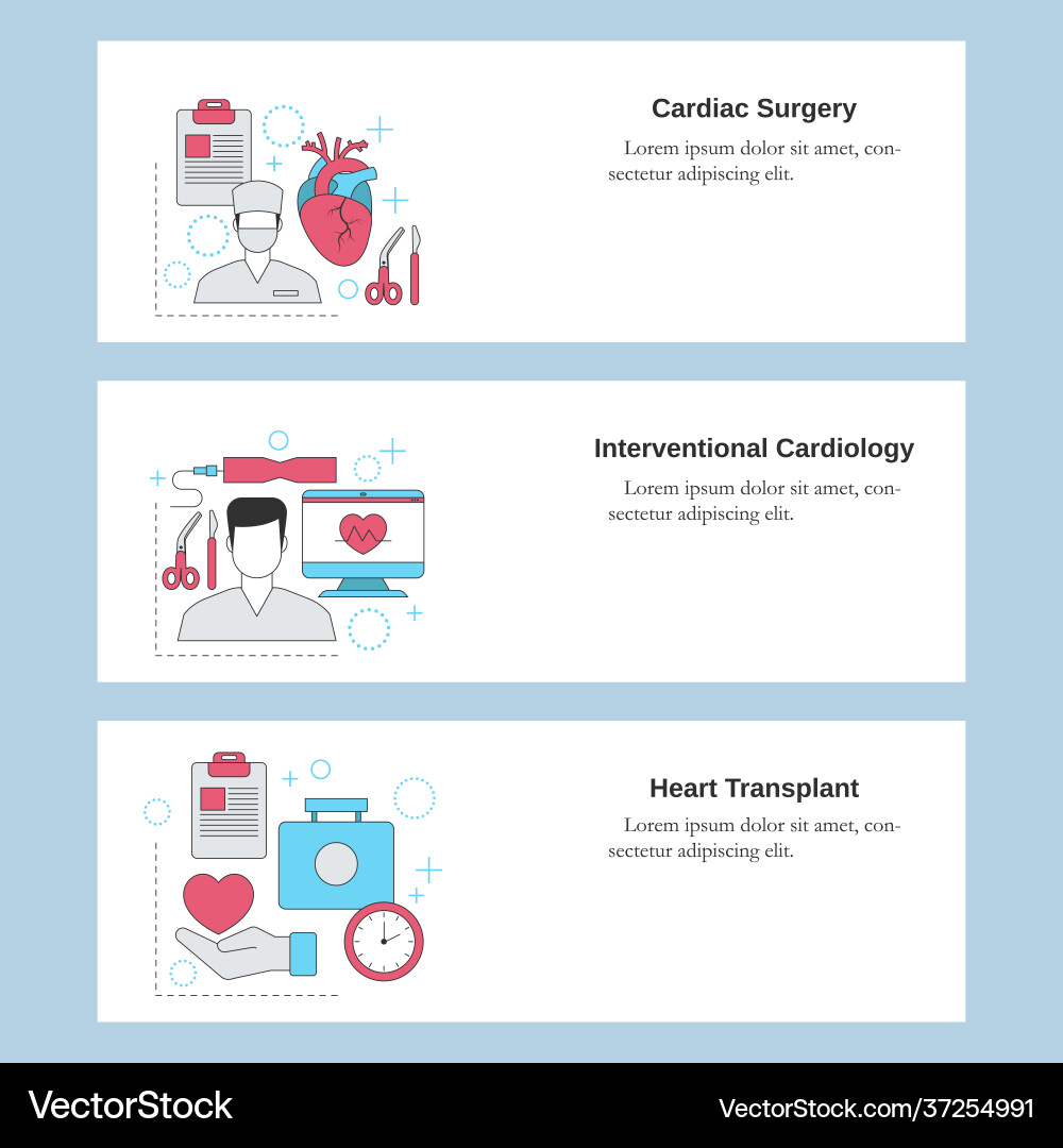 Cardiac surgery interventional cardiology heart Vector Image