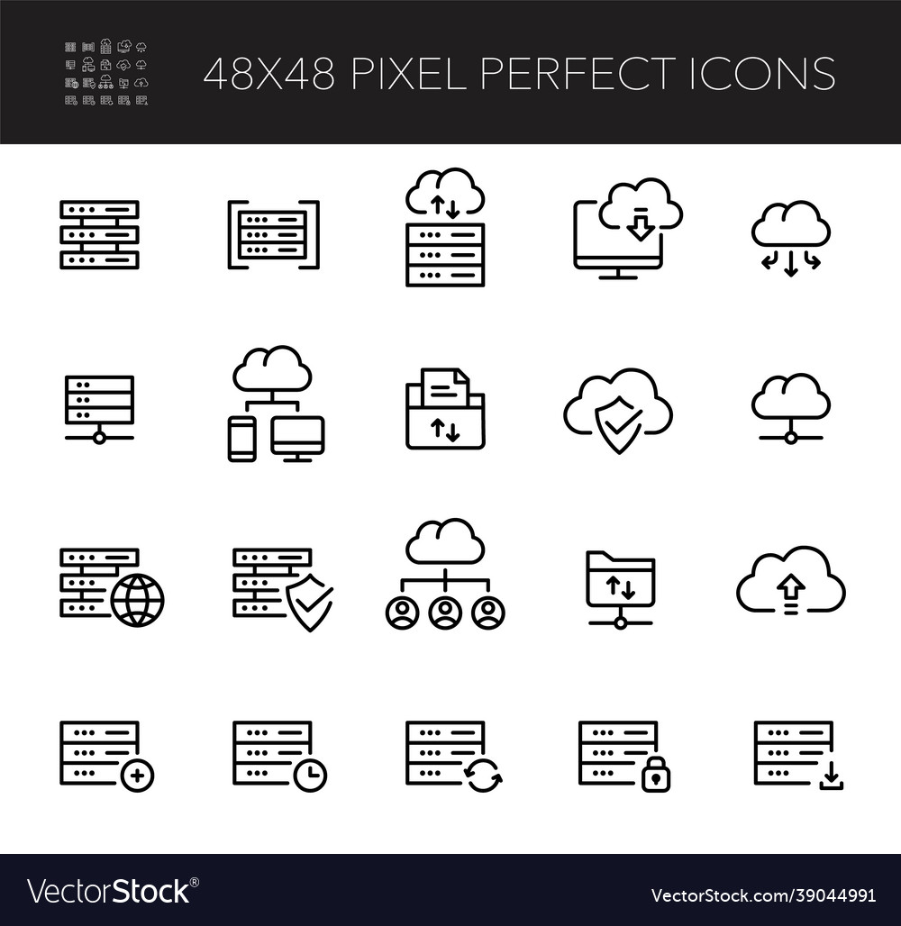 Database and cloud storage server icons set Vector Image