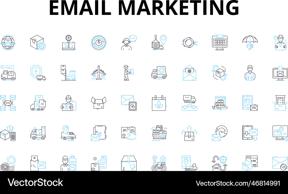 Email marketing linear icons set campaigns Vector Image