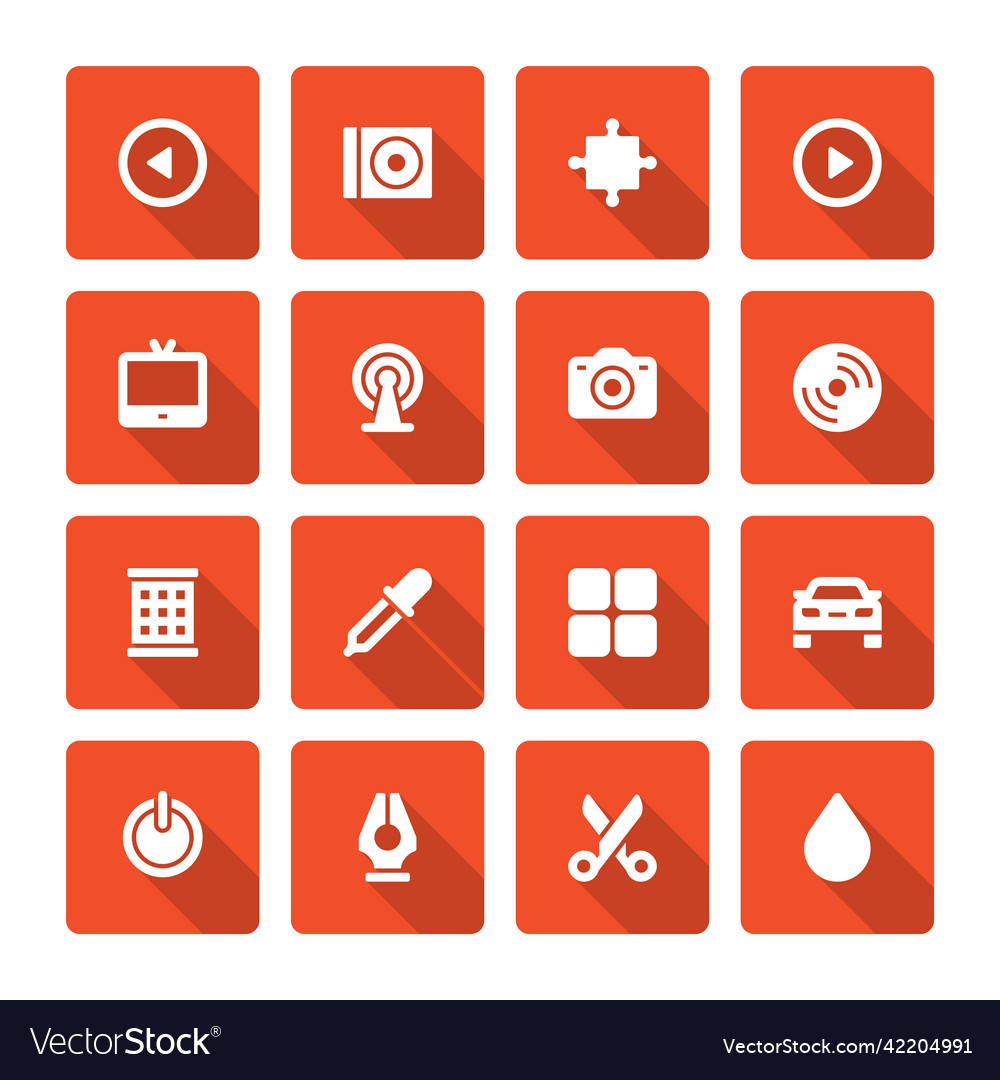 Flat icons set and long shadow effect Royalty Free Vector