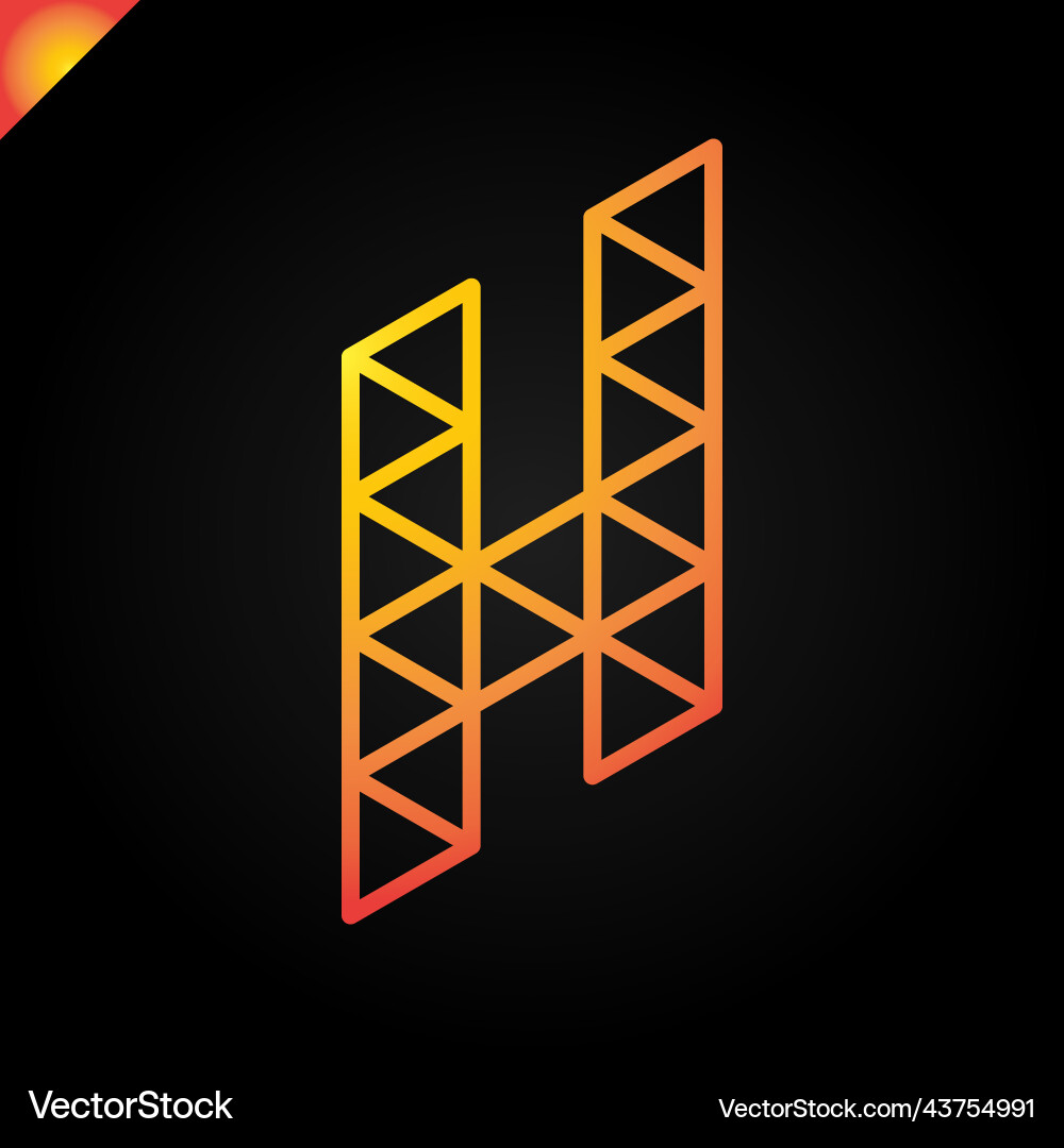 Letter h logo icon with origami triangle symbol Vector Image
