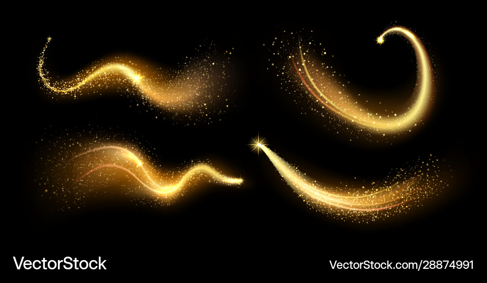 Magical gold sparkles dust golden lighting Vector Image