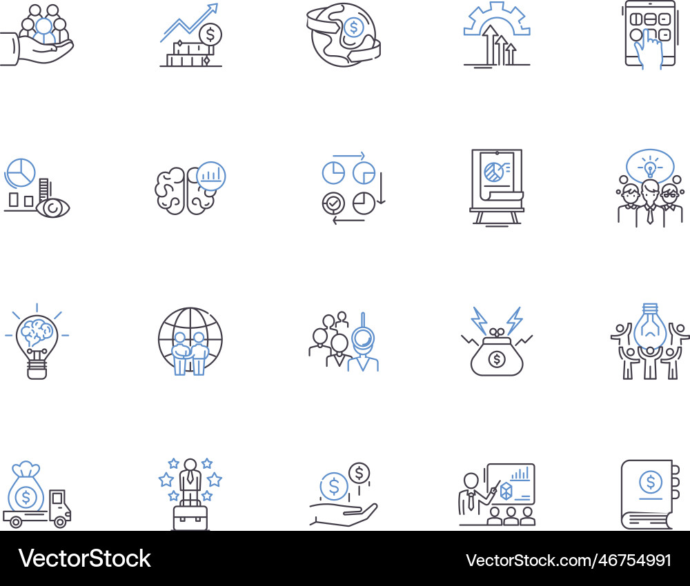 Objectives and key results outline icons Vector Image