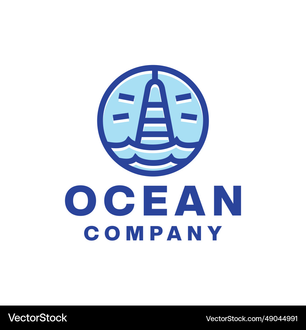 Ocean logo design monoline sea wave symbol emblem Vector Image