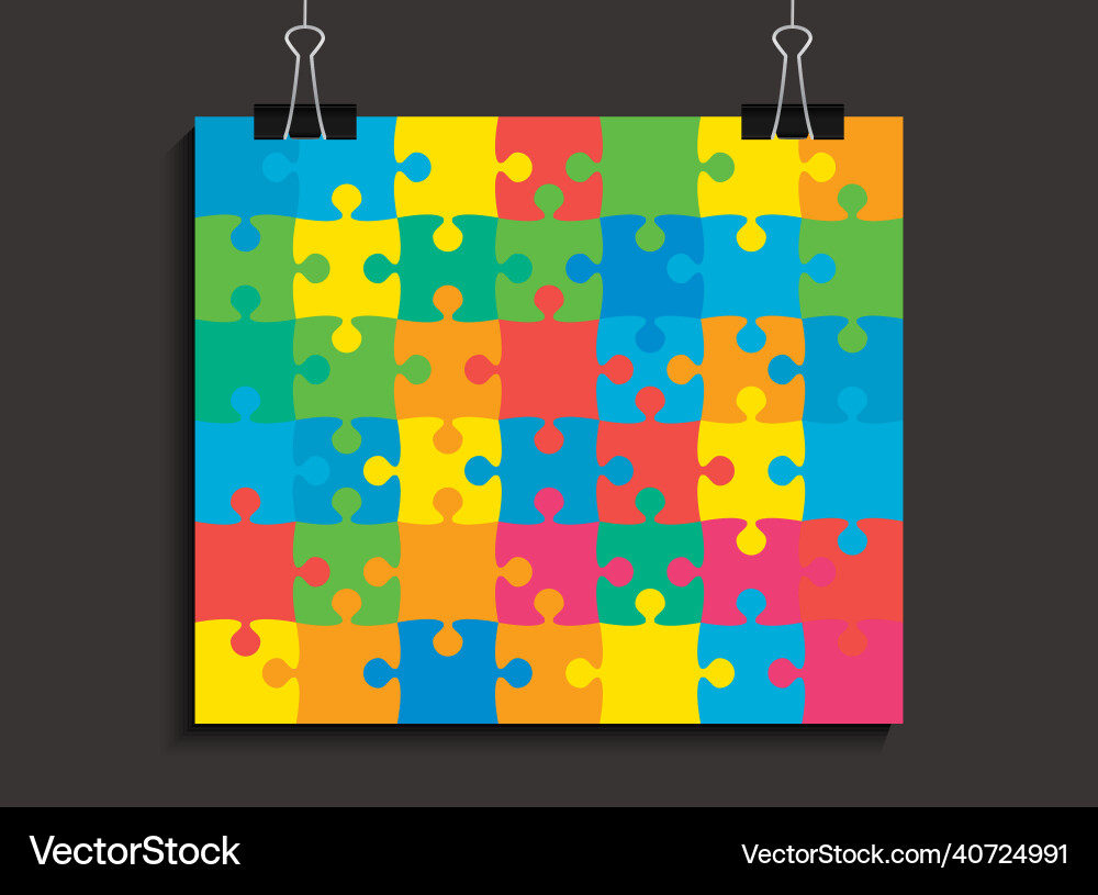 Poster template made color pieces puzzle jigsaw Vector Image