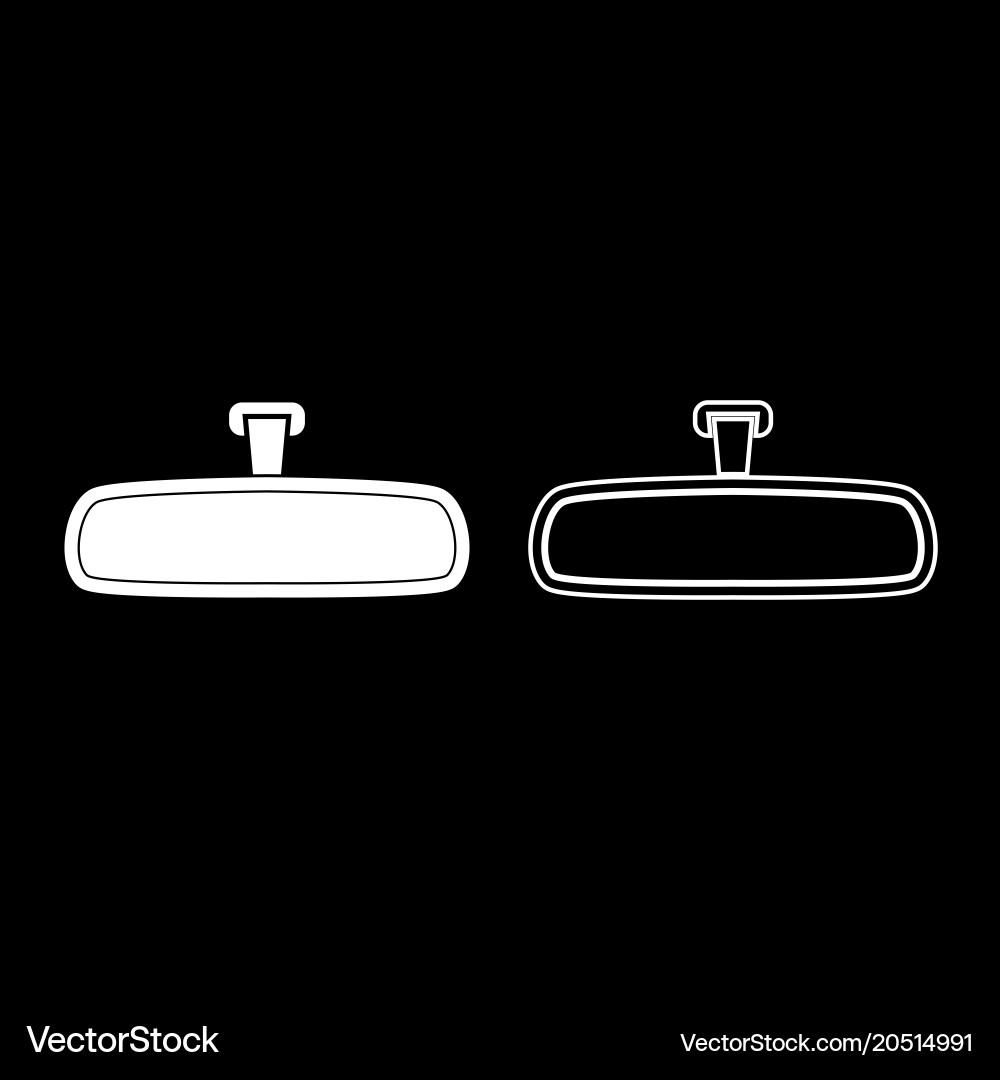 Rear view mirror icon set white color flat style Vector Image