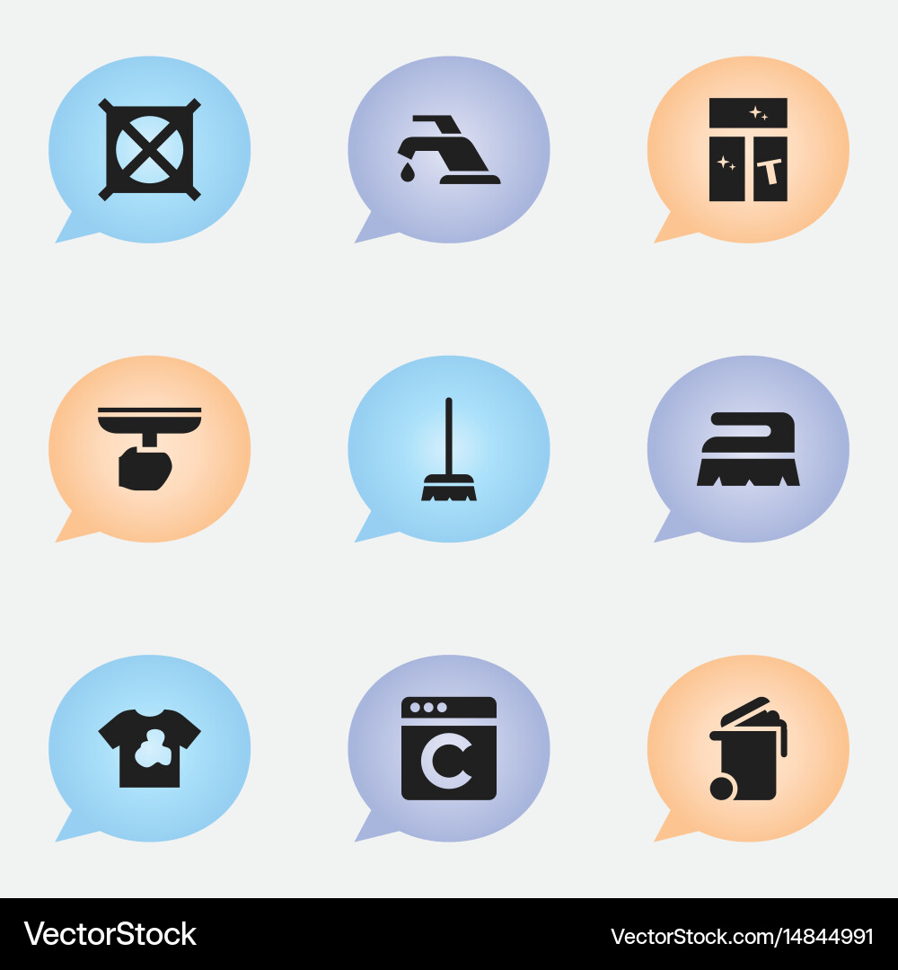 Set of 9 editable dry-cleaning icons includes Vector Image