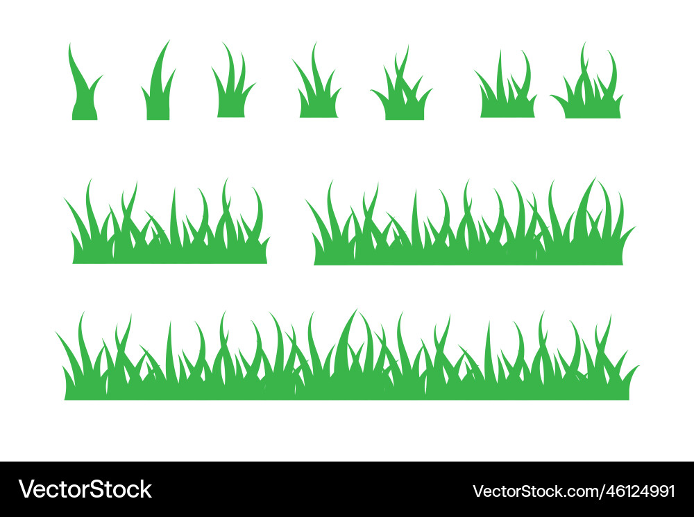 Set of green grass isolated grass tuft Royalty Free Vector