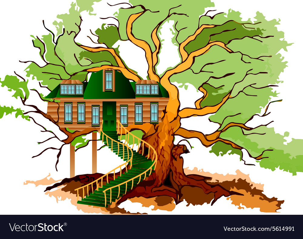 Tree house Royalty Free Vector Image - VectorStock
