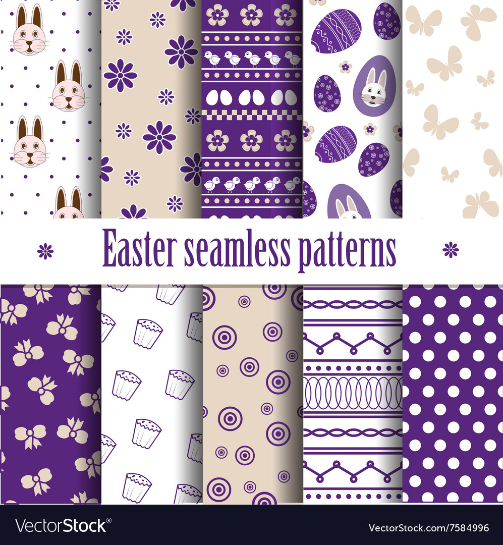 10 seamless easter patterns Royalty Free Vector Image