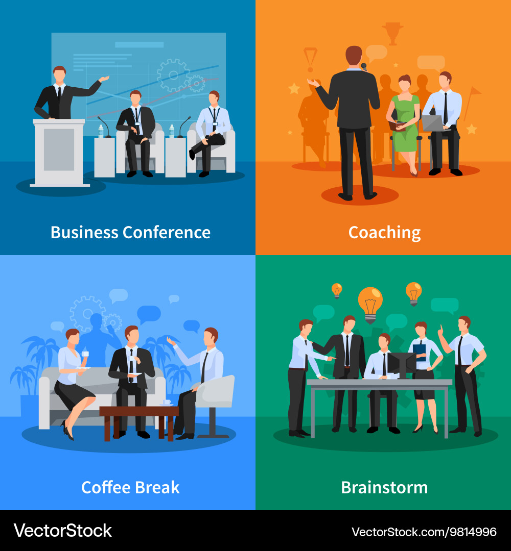 Business meeting concept icons set Royalty Free Vector Image