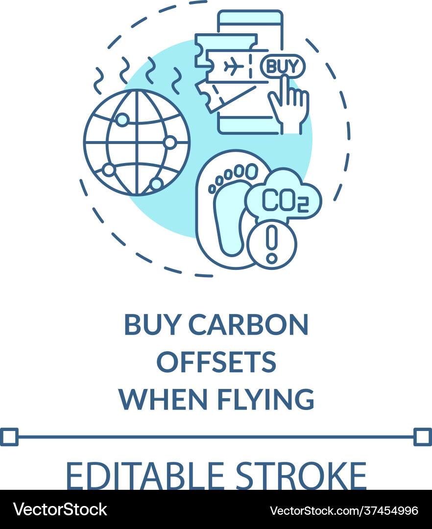 Buy carbon offsets when flying concept icon Vector Image
