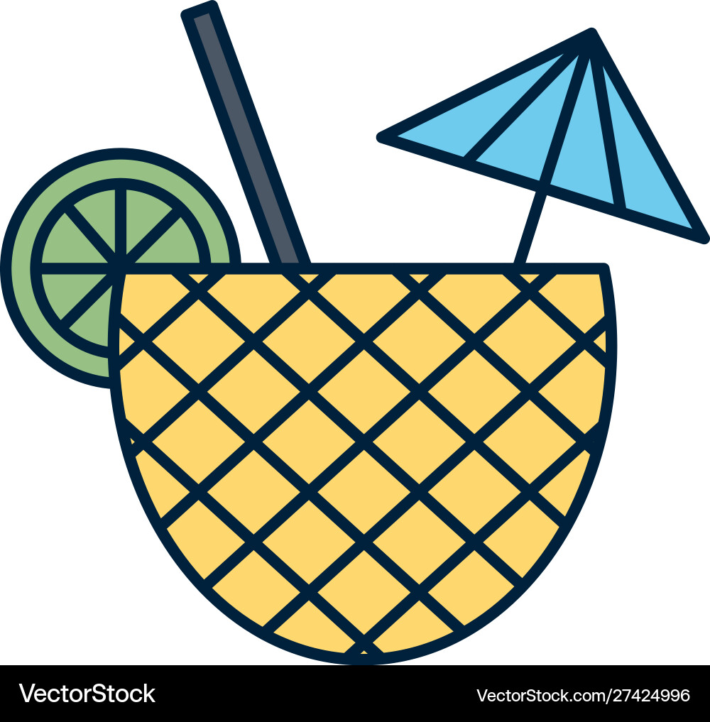 Cocktail pineapple summer icon line and fill Vector Image