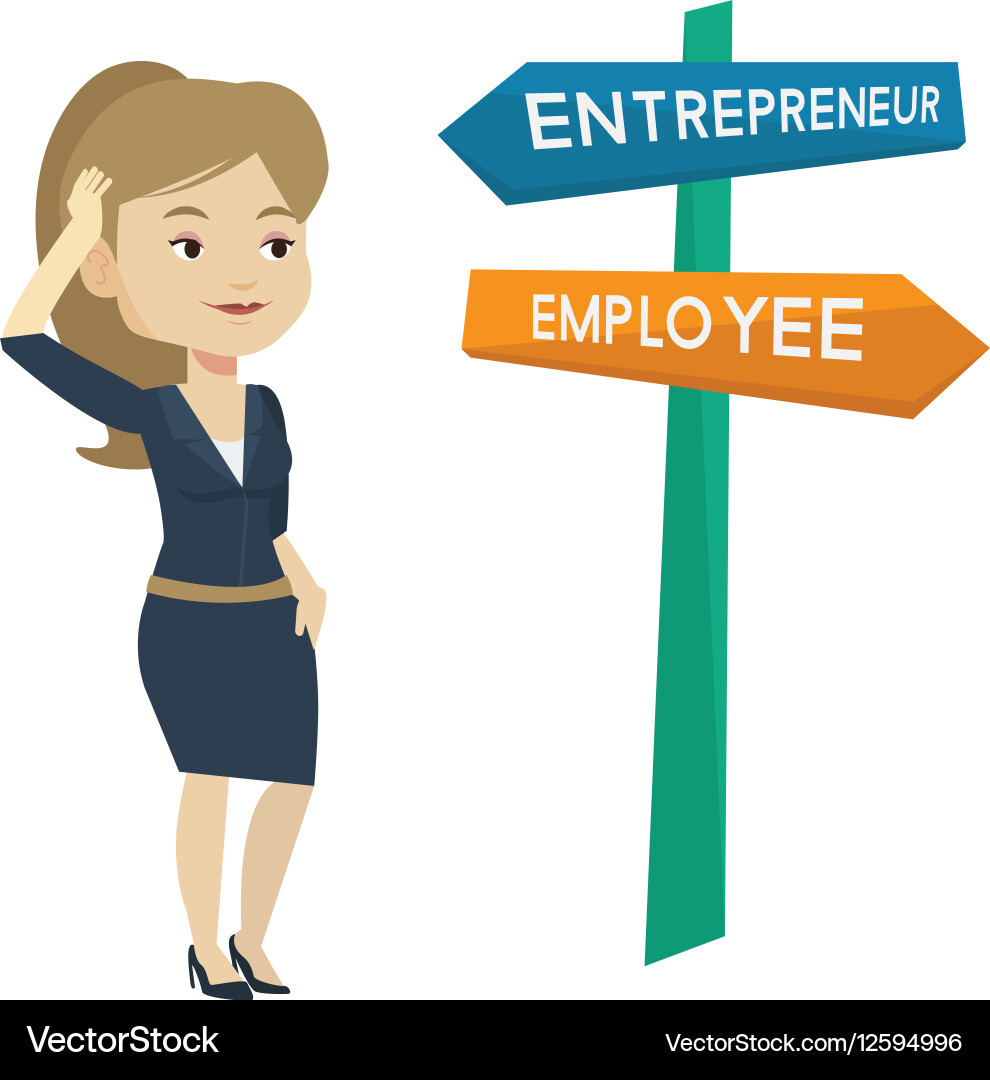 Confused woman choosing career pathway Royalty Free Vector