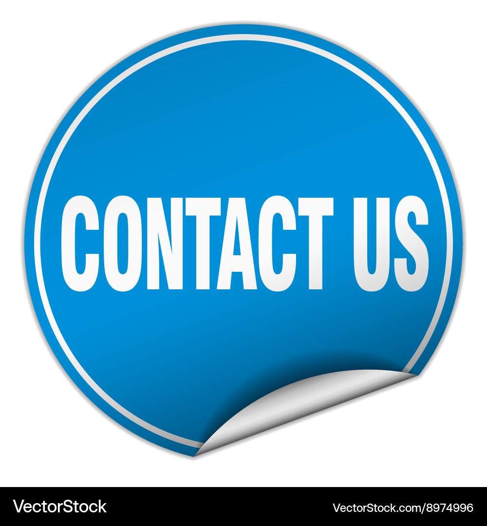Contact us round blue sticker isolated on white Vector Image