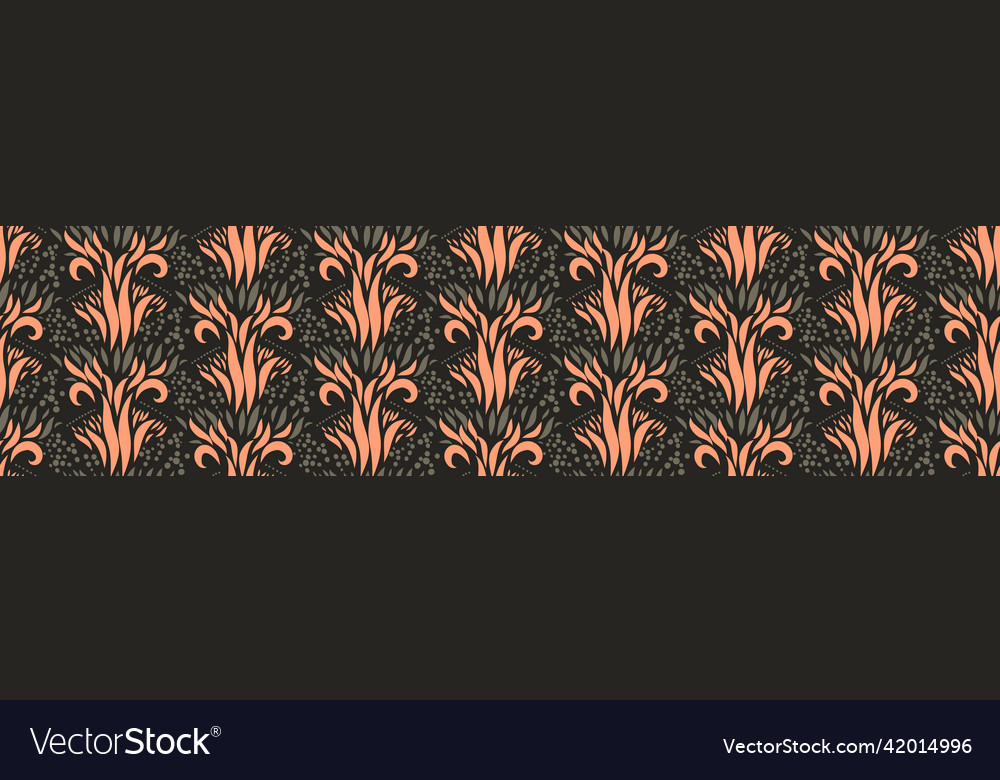 Dark boho flowers seamless border pattern Vector Image
