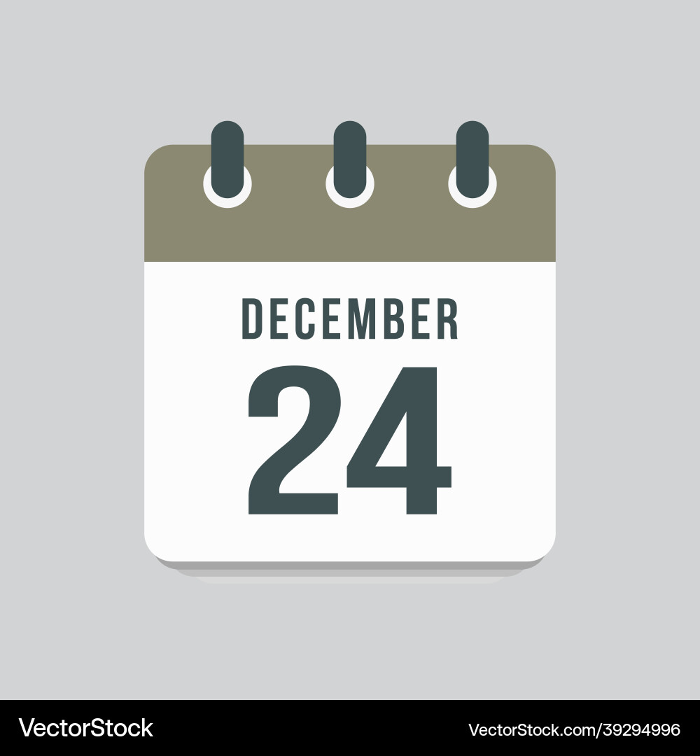Icon day date 24 december template calendar page Vector Image