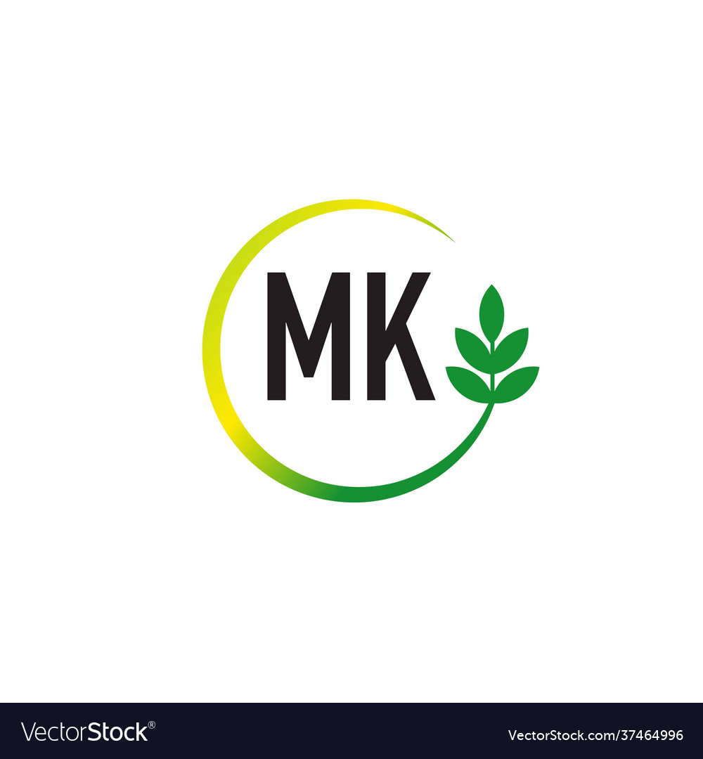 Initial letter mk circle leaf creative logo Vector Image