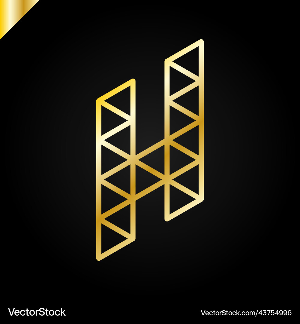 Letter h logo icon with origami triangle symbol Vector Image