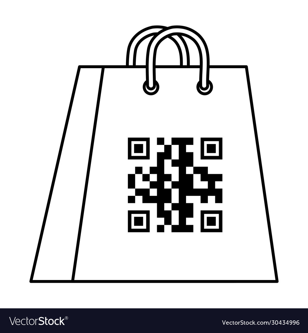 Qr code over bag design Royalty Free Vector Image