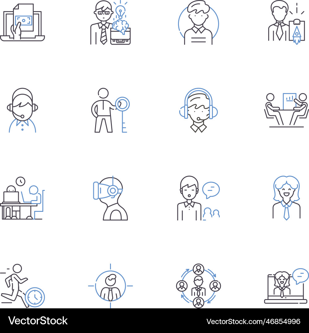 Support staff line icons collection assistants Vector Image