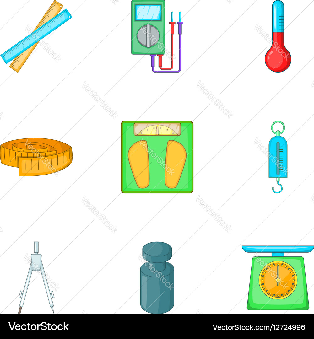 Tools for measurement icons set cartoon style Vector Image