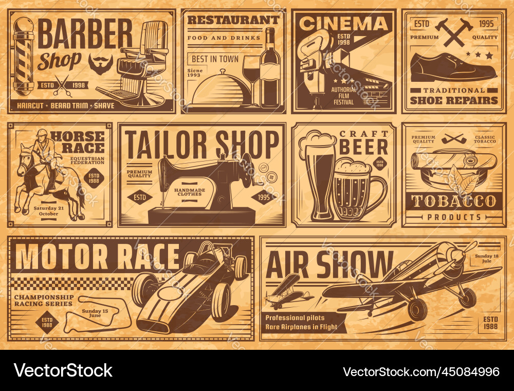 Vintage newspaper banners old advertising set Vector Image