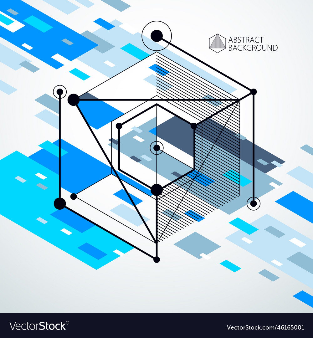 Abstract Geometric Isometric Blue Background Vector Image