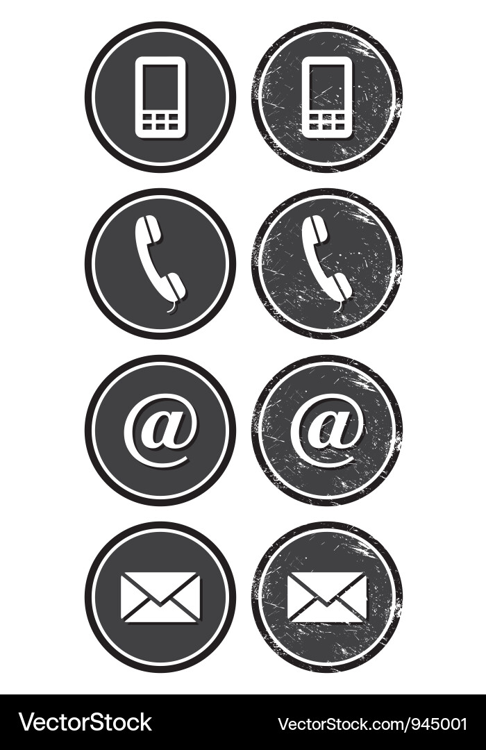 Contact web and internet retro icons set Vector Image