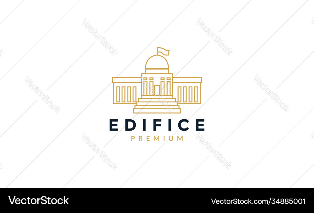 Edifice building outline line simple logo icon Vector Image