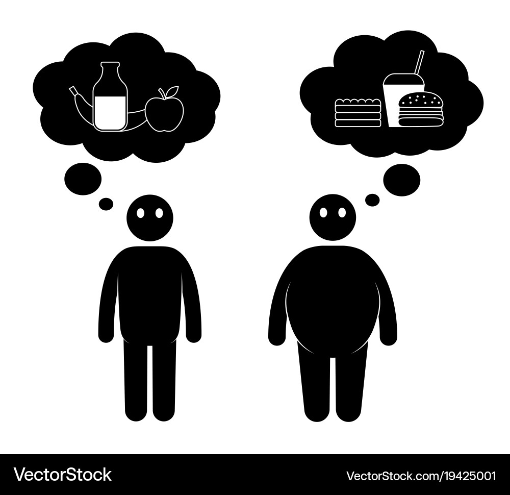 Fat and thin man icons normal weight Royalty Free Vector