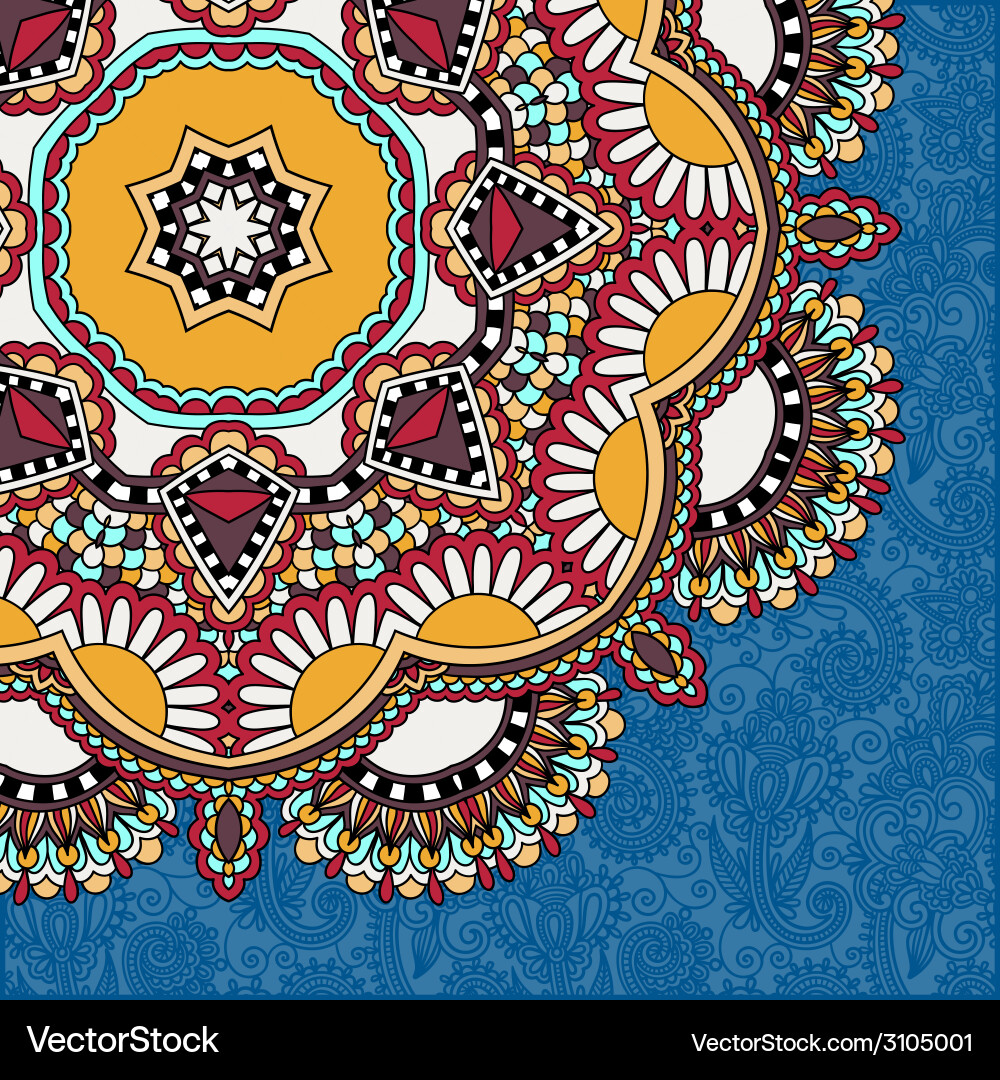 Floral round pattern in ukrainian oriental ethnic Vector Image