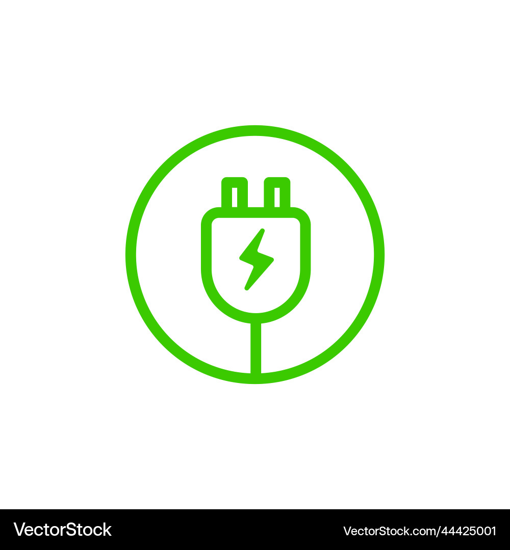 Green electric plug sign icon Royalty Free Vector Image