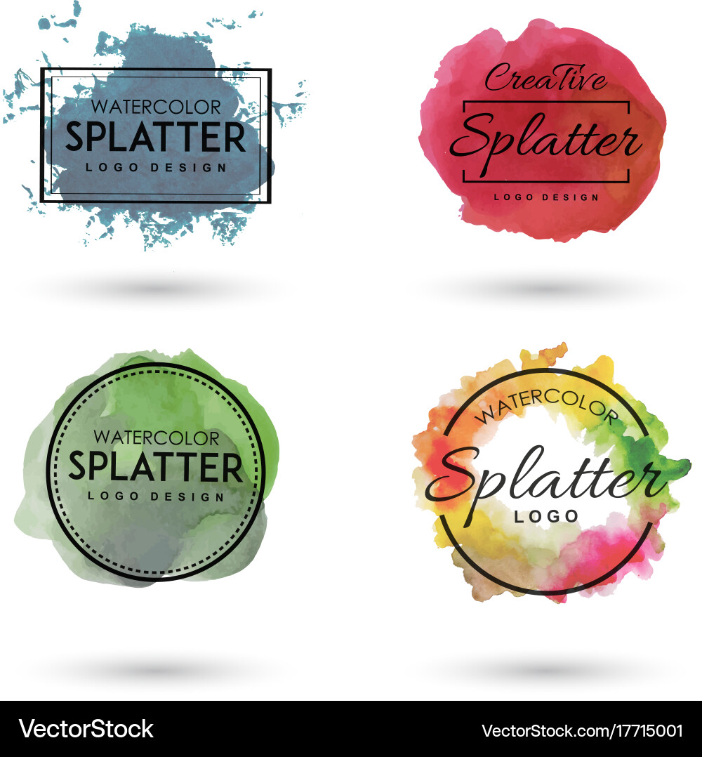 Handdrawn watercolor splatter logos Royalty Free Vector