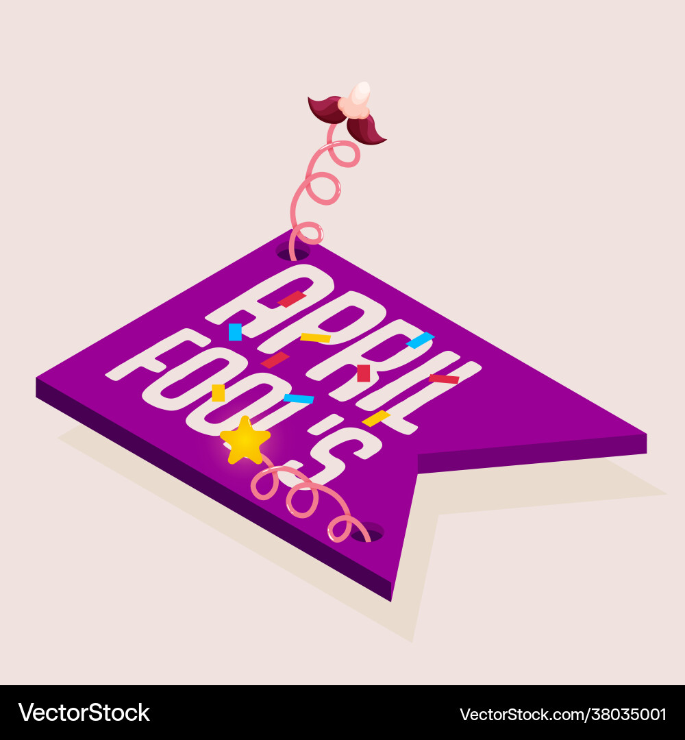 Isolated ticket purple april fools Royalty Free Vector Image