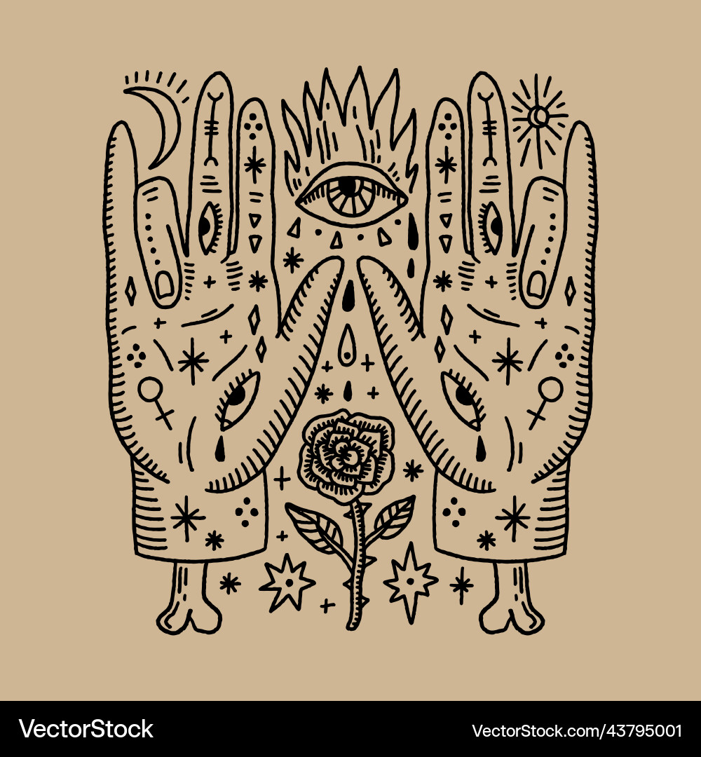 Magical medieval ancient astrology hands Vector Image