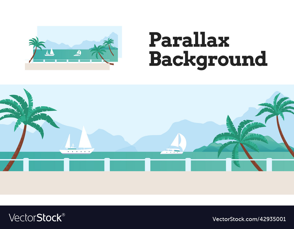 Parallax effect scene with seafront coast line Vector Image