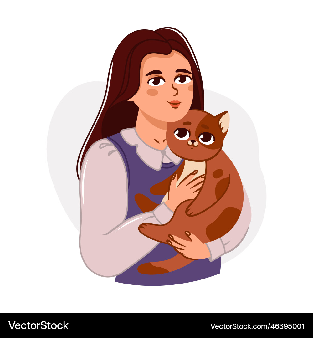 People and their cats isolated Royalty Free Vector Image