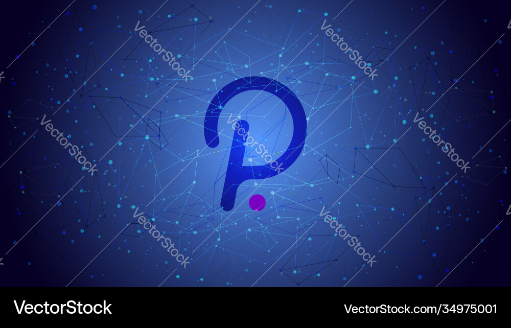 Polkadot dot token symbol on blue polygonal Vector Image