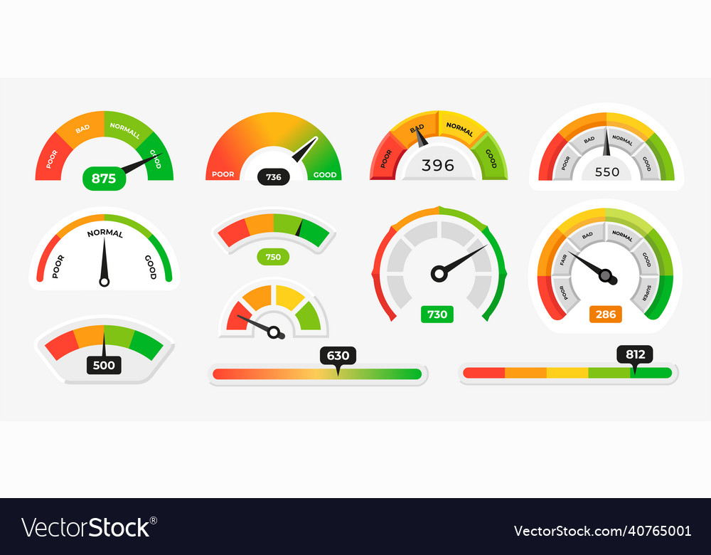 Score meter speedometer gauge indicator energy Vector Image