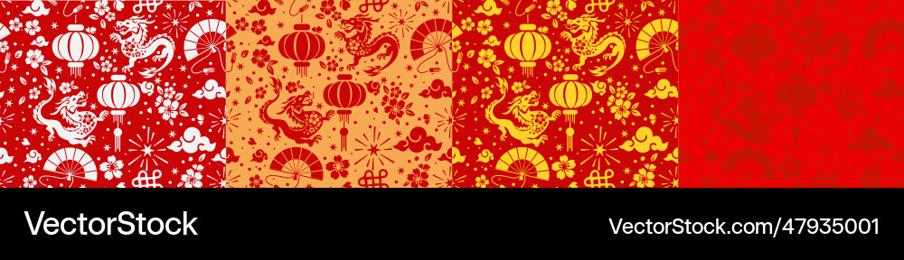 Set seamless pattern happy chinese new year the Vector Image