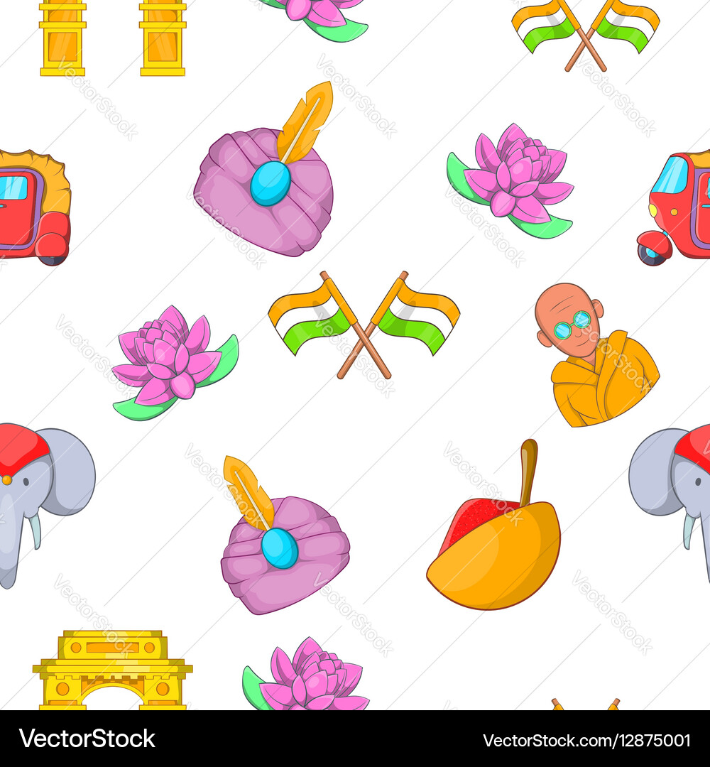Tourism in india pattern cartoon style Royalty Free Vector