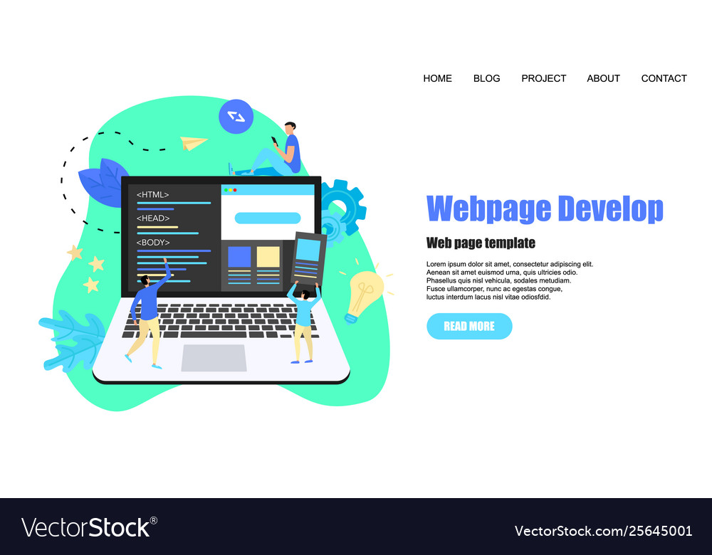 Webpage template creative development Royalty Free Vector