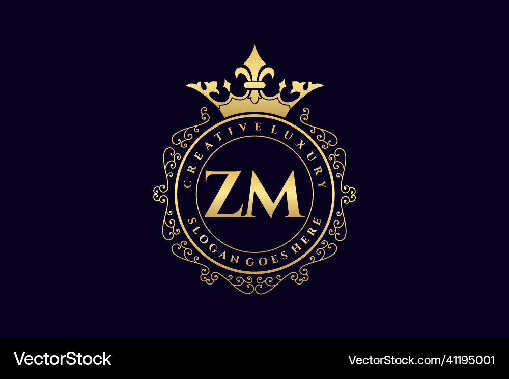 Zm initial letter luxury calligraphic feminine Vector Image
