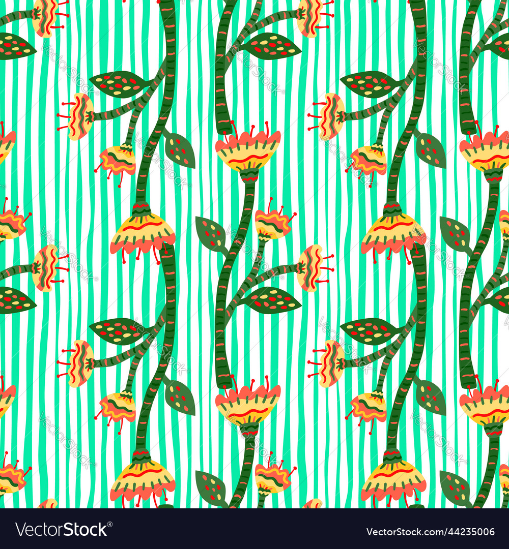 Abstract flower seamless pattern in naive art Vector Image